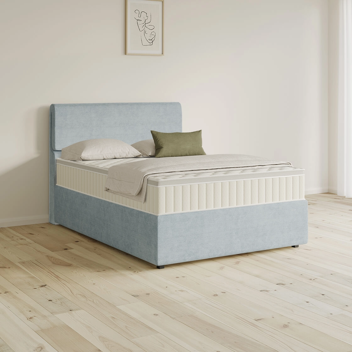 220 Boxspringbetten Einzelbett mit Bettkasten [konfigurierbar]